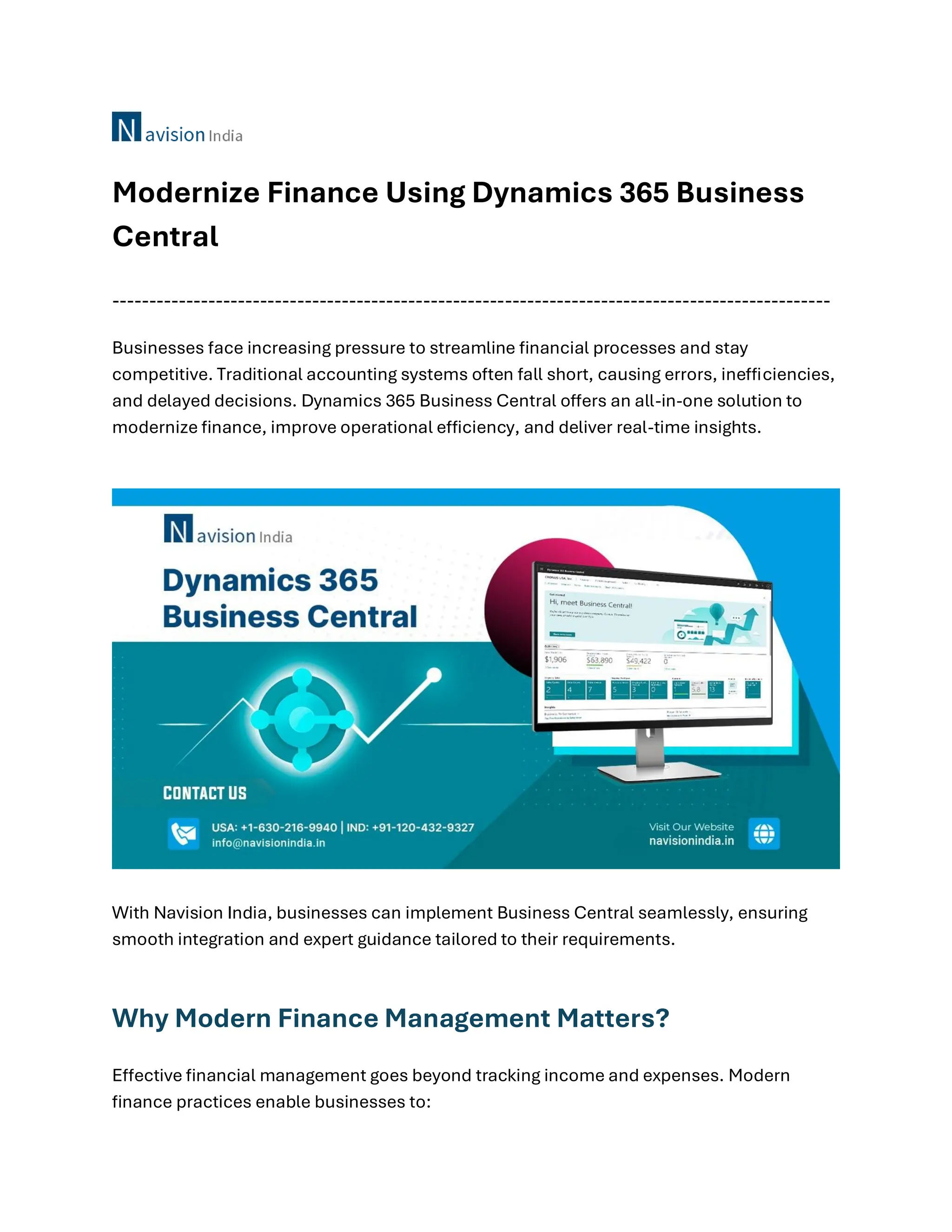 Modernize Finance Using Dynamics 365 Business Central | PDF