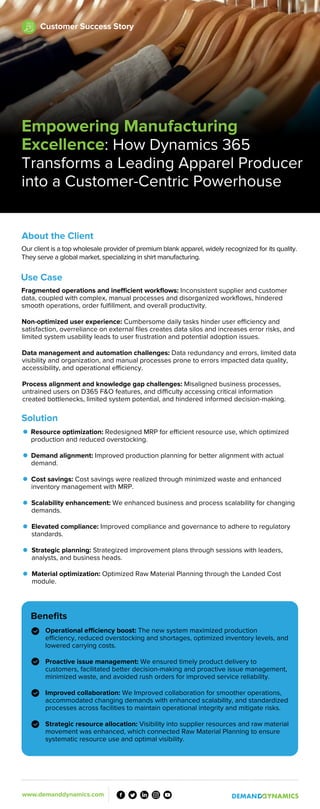 Dynamics 365 F&O for Apparel Producer – Case Study | PDF