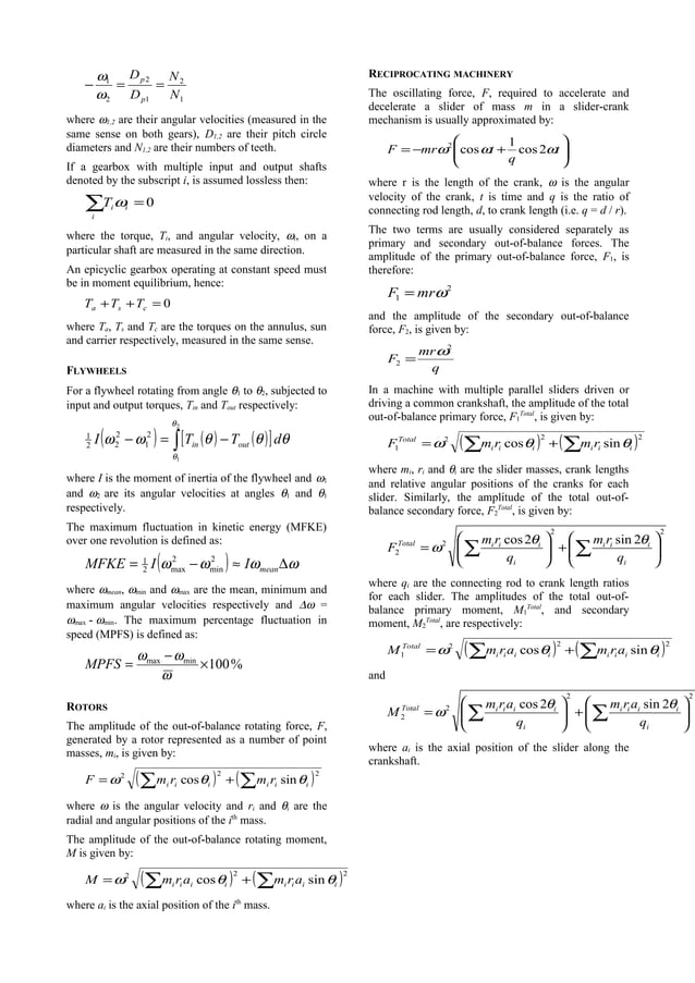 Dynamics of-machines-formulae-sheet | PDF