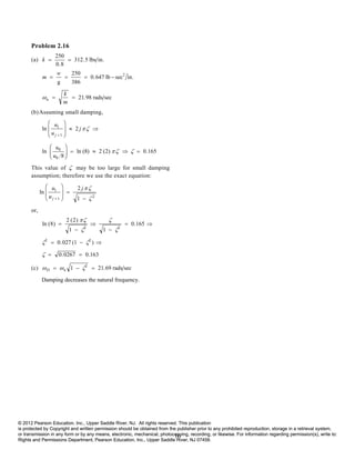 Dynamics of Structures 4th Edition Chopra Solutions Manual | PDF