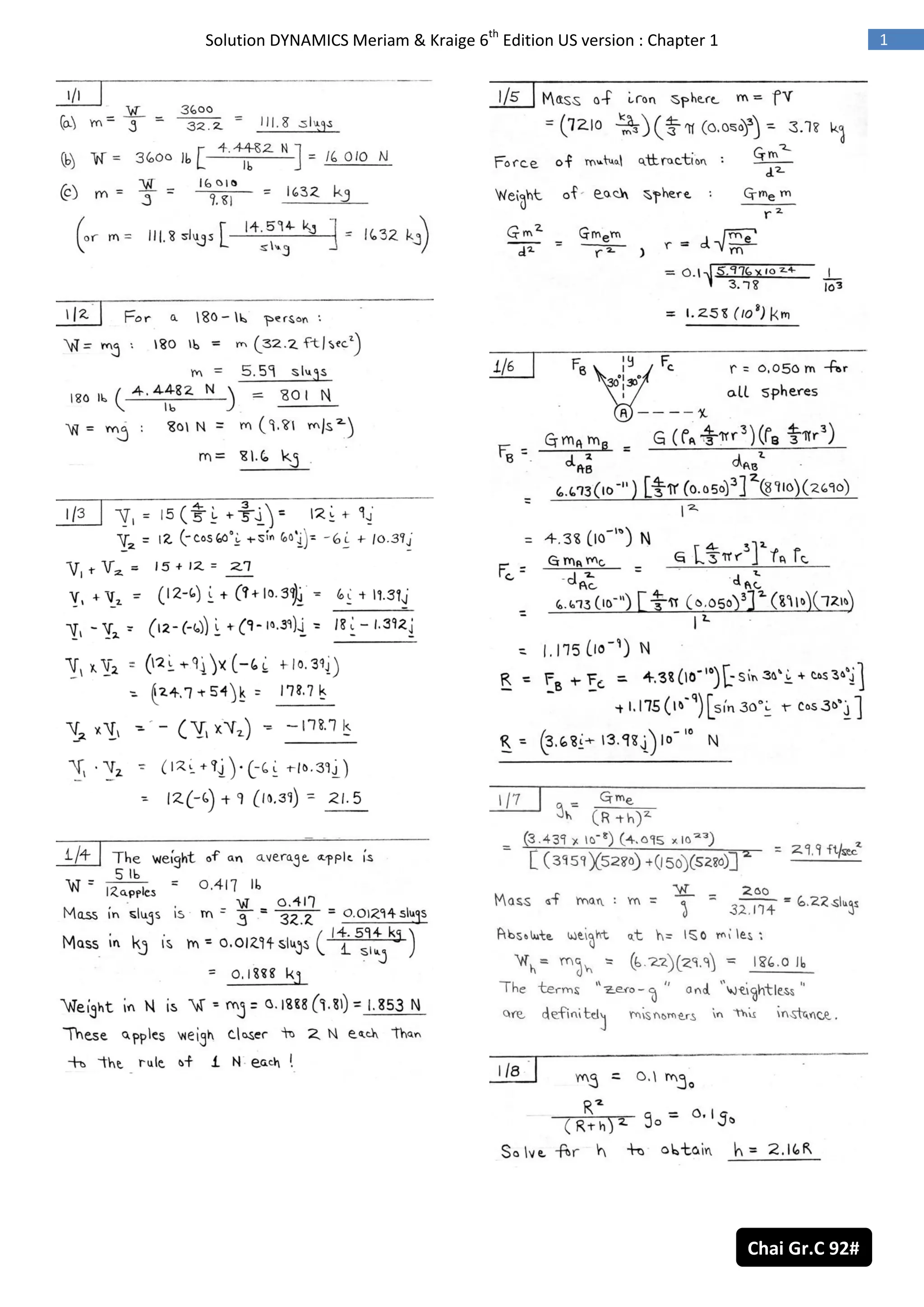 Dynamics 6th ed meriam solution | PDF