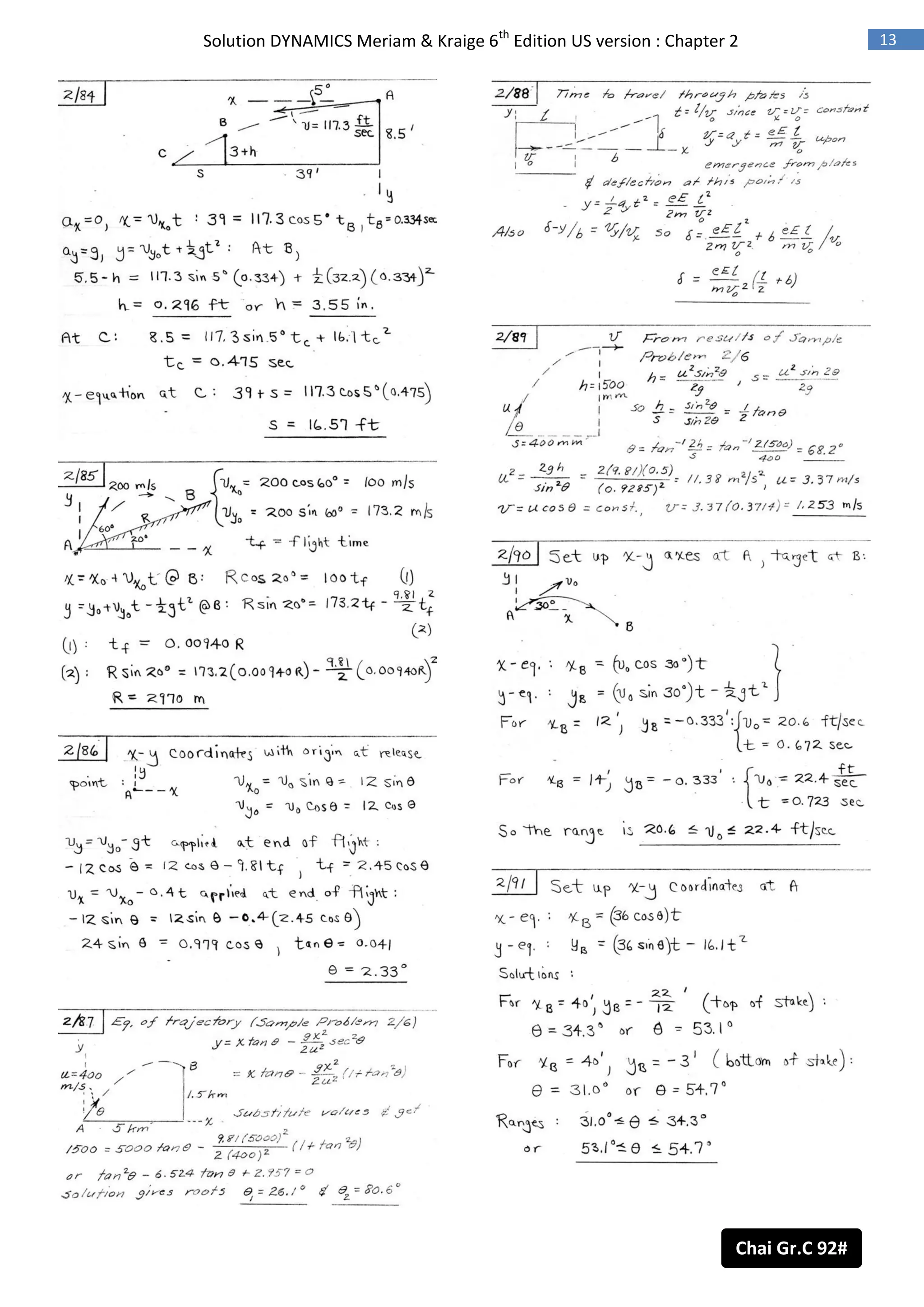 Dynamics 6th ed meriam solution | PDF