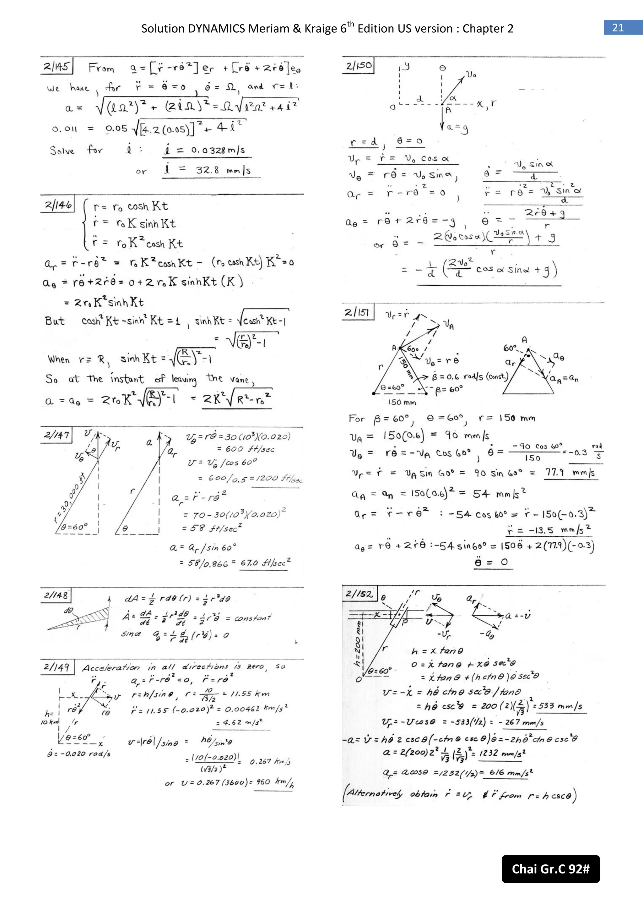 Dynamics 6th ed meriam solution | PDF