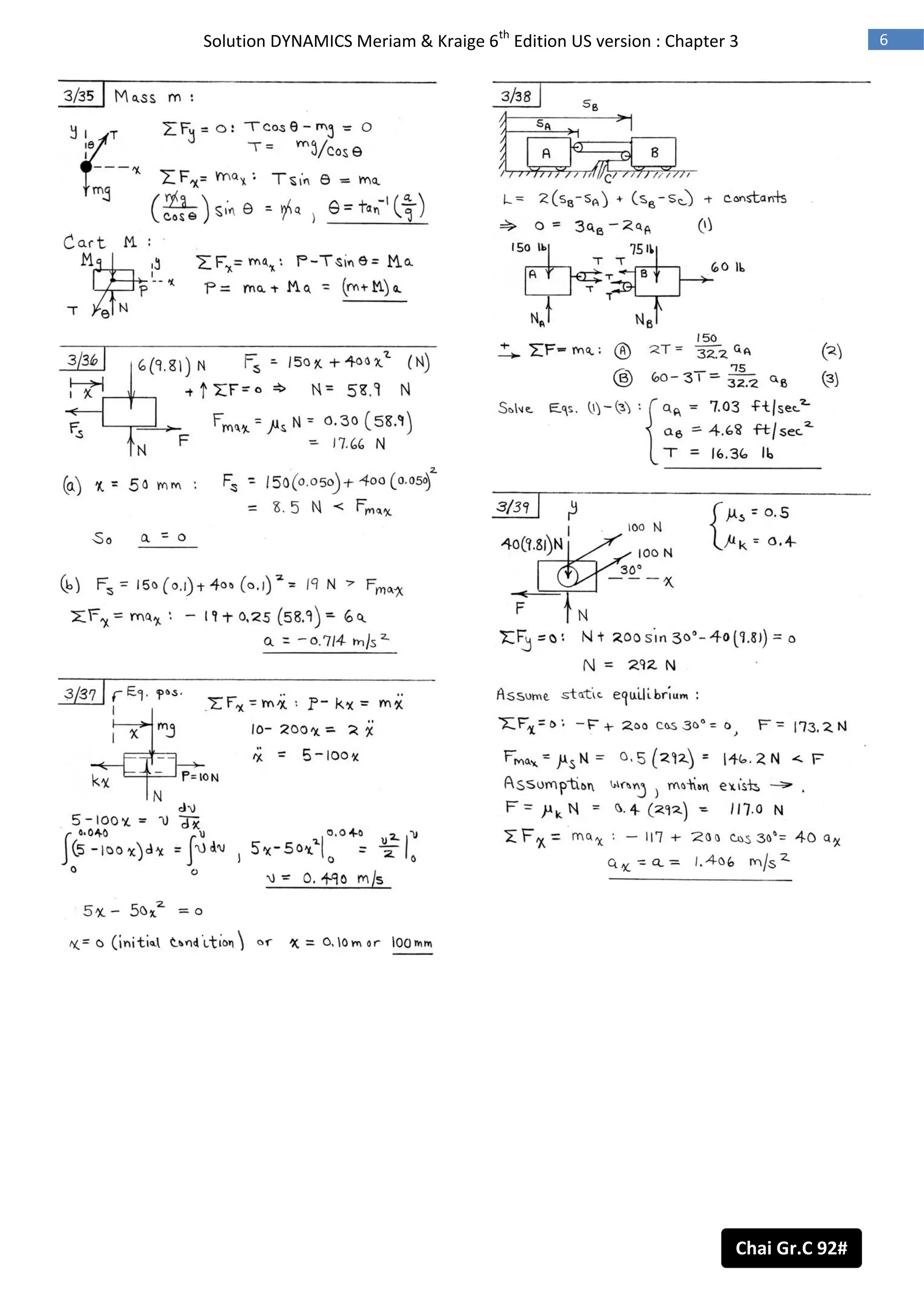 Dynamics 6th ed meriam solution | PDF