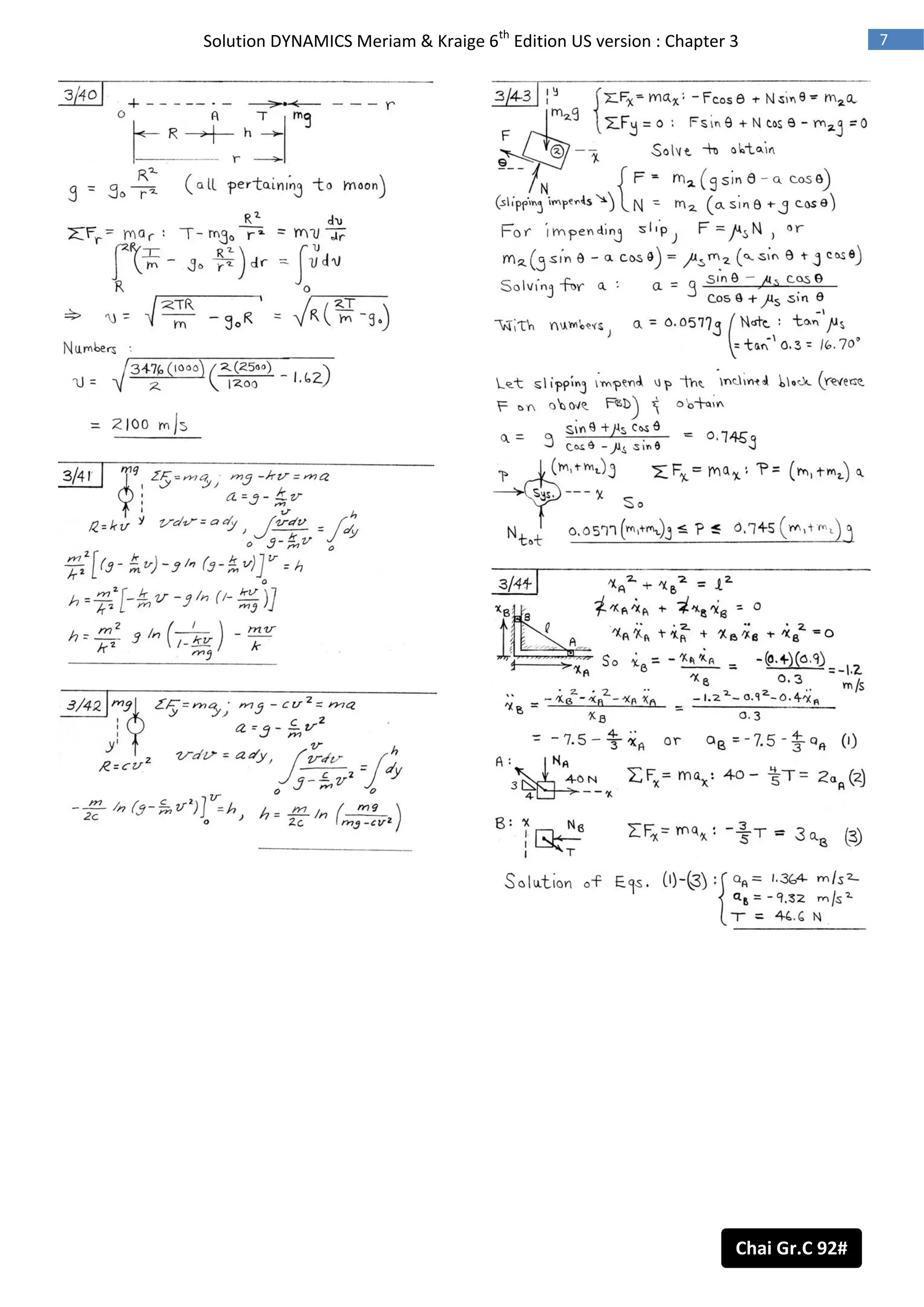 Dynamics 6th ed meriam solution | PDF