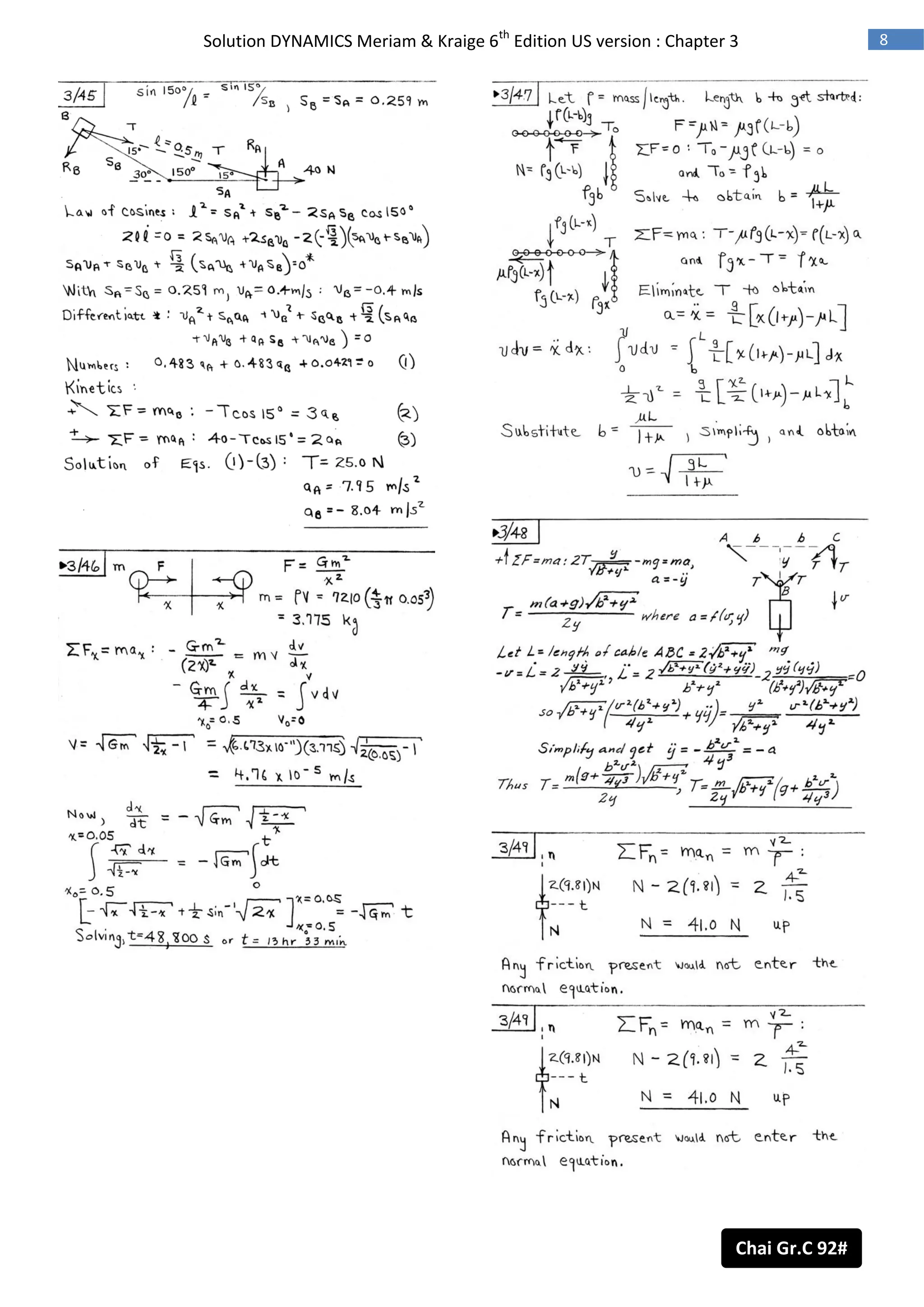 Dynamics 6th ed meriam solution | PDF