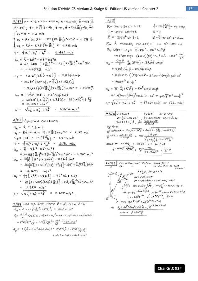 Dynamics 6th ed meriam solution | PDF | Physics | Science