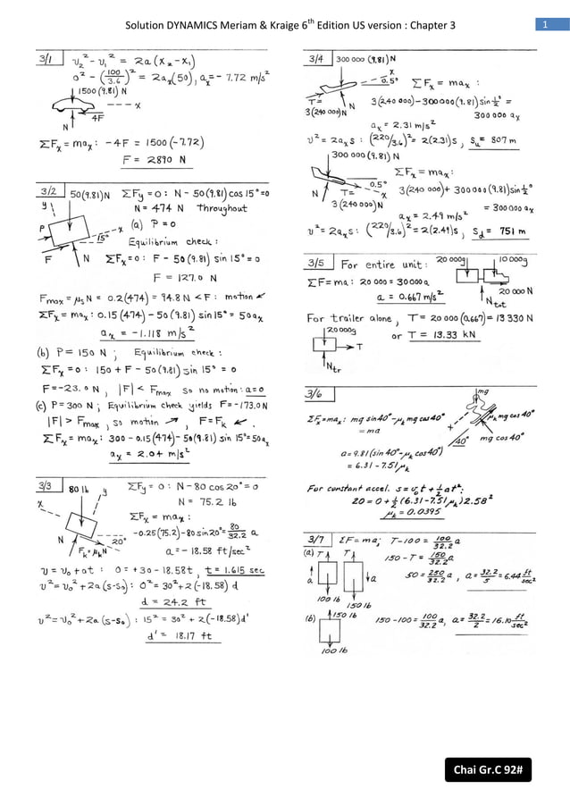 Dynamics 6th ed meriam solution | PDF | Physics | Science
