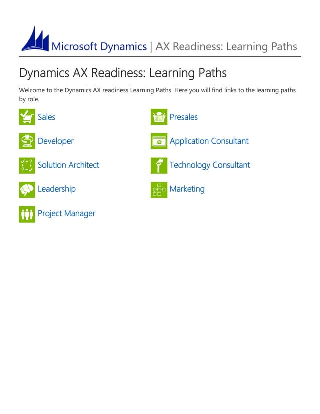 Dynamics AX Readiness: Learning Paths | PDF