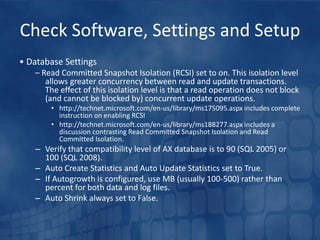Dynamics ax performance tuning | PDF | Databases | Computer Software and Applications
