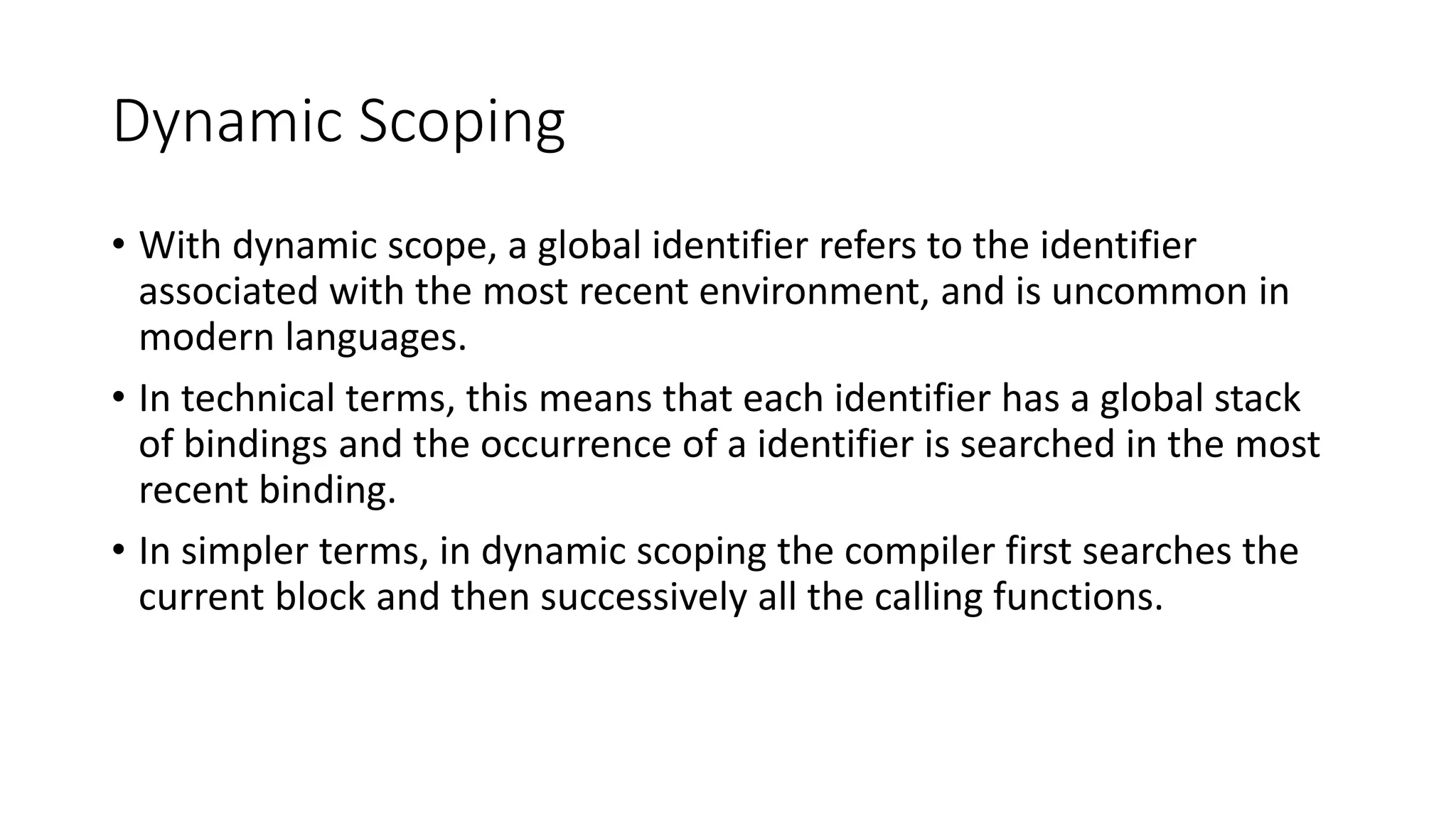 Dynamic scoping | PPT