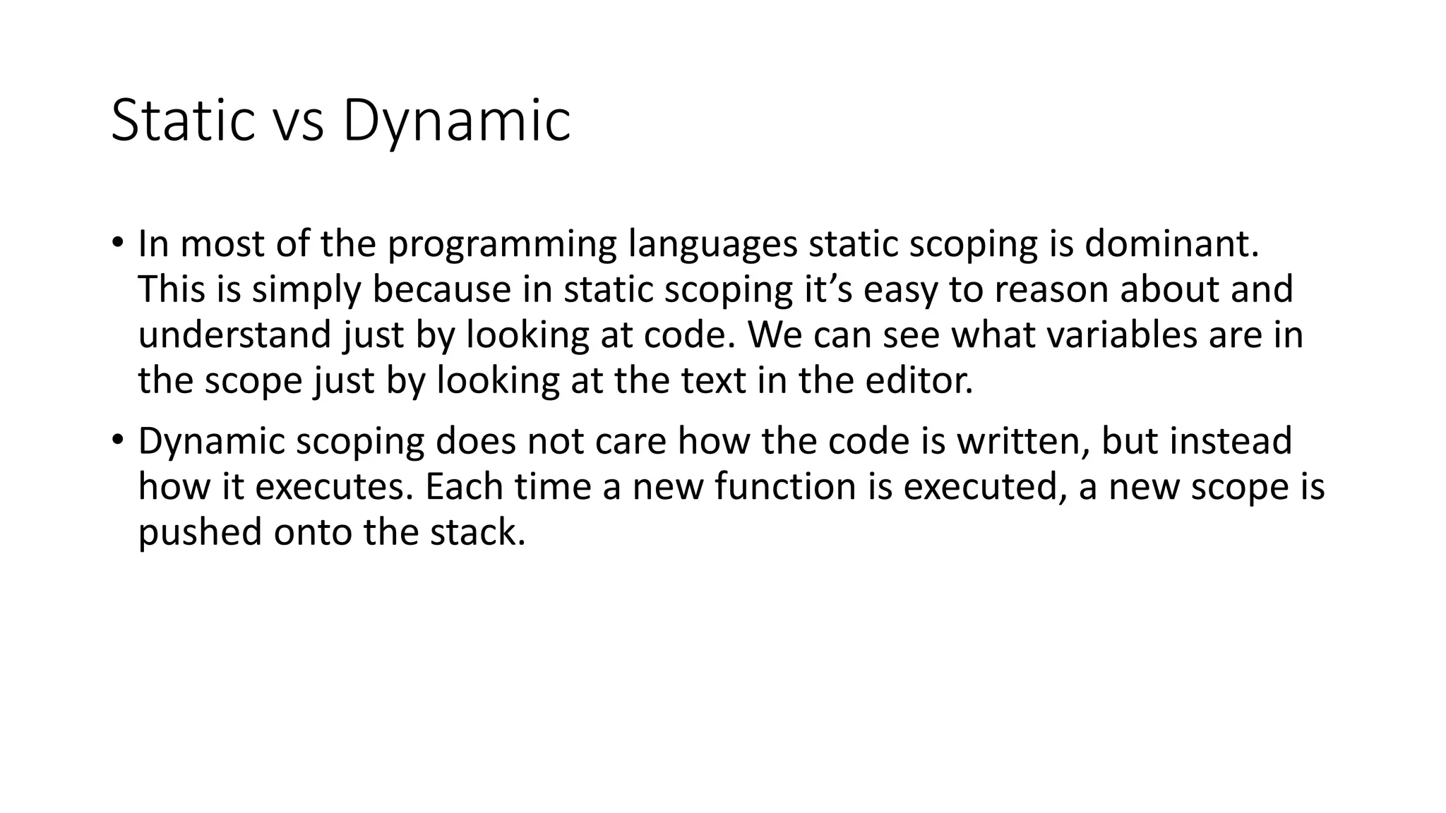 Dynamic scoping | PPT