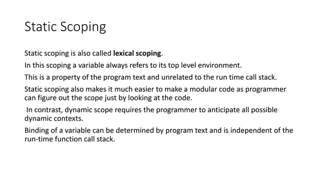 Dynamic scoping | PPT
