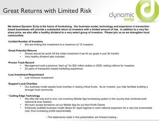 Dynamic scrip crowdfunder presentation 06.26.15