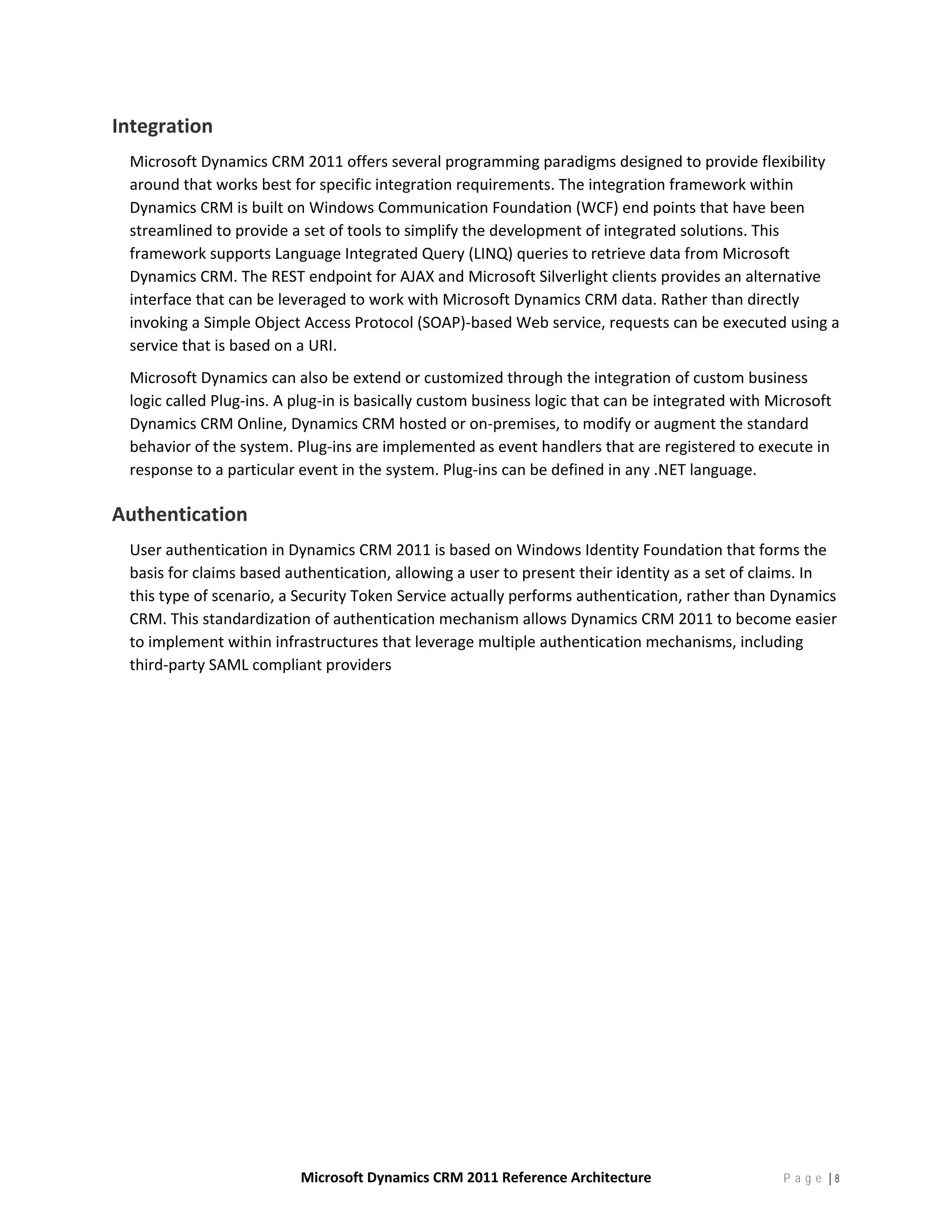 Dynamics Crm Reference Architecture Version 1.0 | PDF