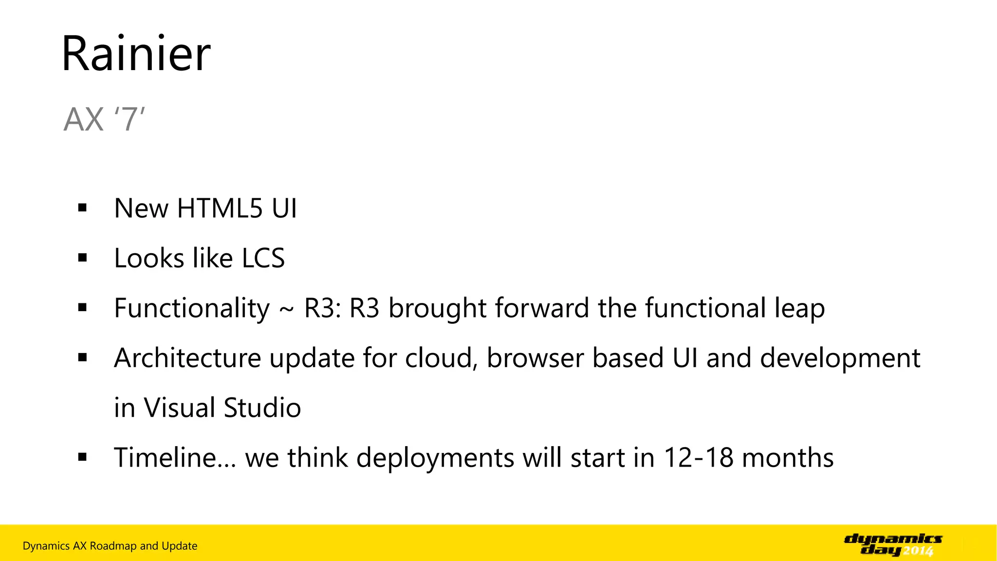 Dynamics Day 2014: Microsoft Dynamics AX - Roadmap | PPTX | Cloud Computing | Internet