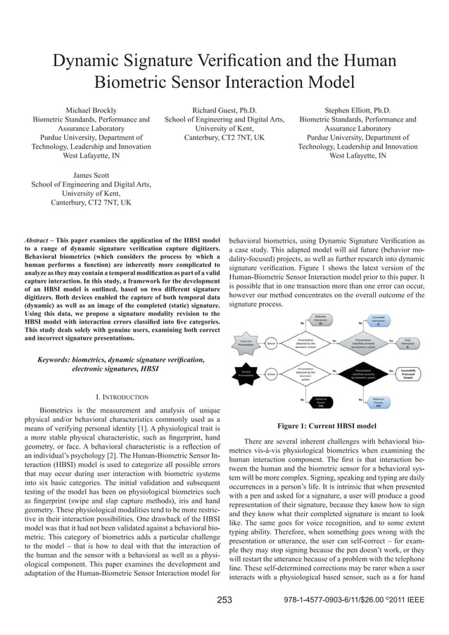 (2011) Dynamic Signature Verifi cation and the Human Biometric Sensor Interaction Model | PDF ...