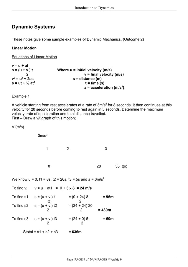 Introduction to Dynamics | DOC