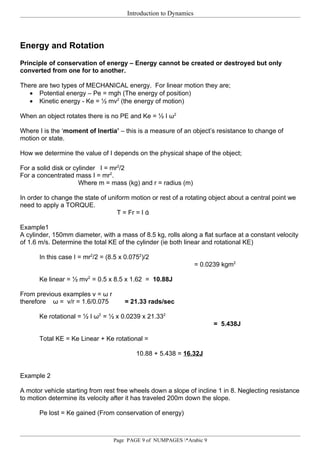 Introduction to Dynamics | DOC