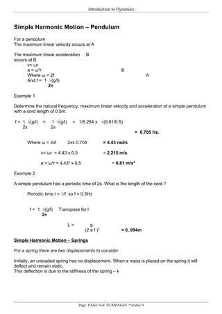Introduction to Dynamics | DOC