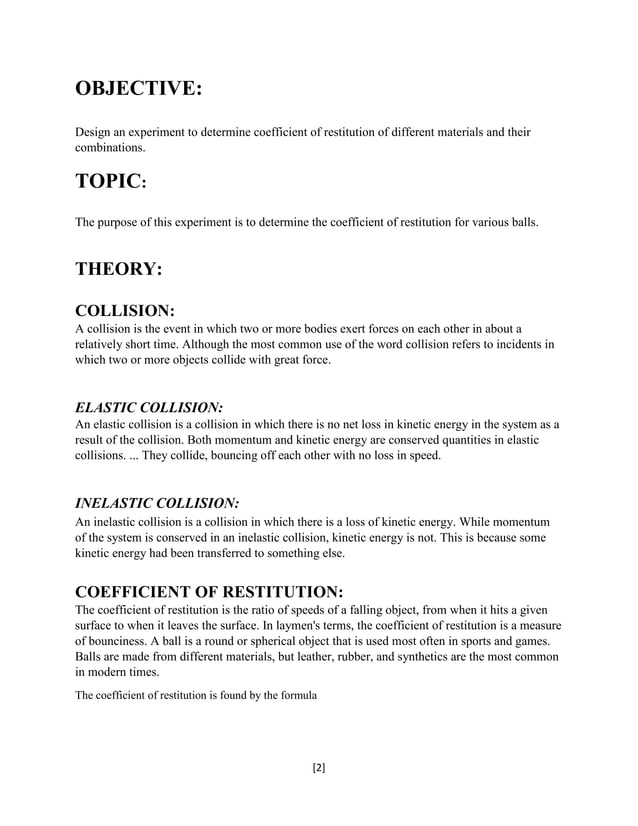 Easy way to find coefficient of Restitution - Engineerinig Dynamics | PDF