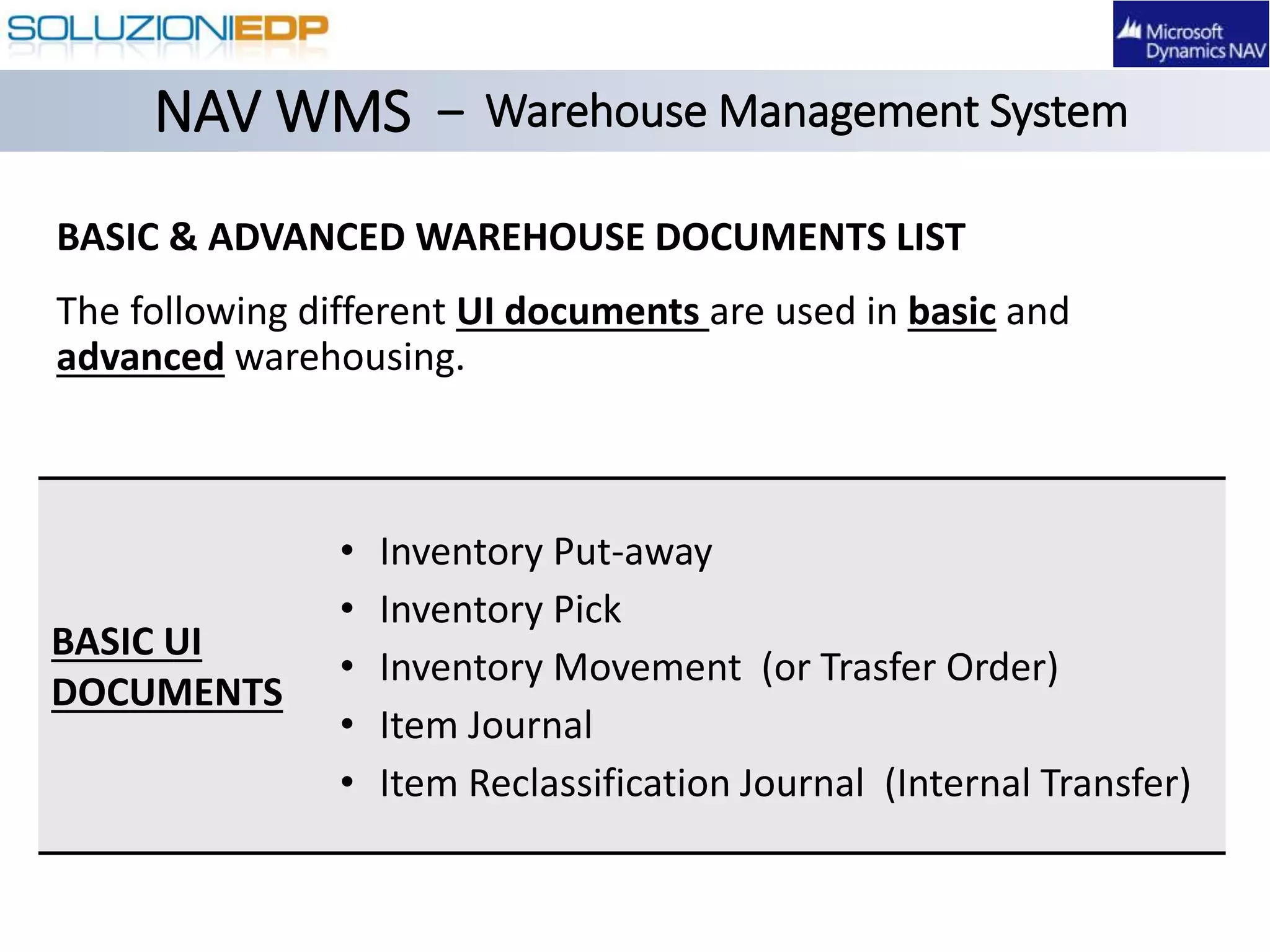 Dynamics NAV Warehouse Management System (WMS) | PPTX