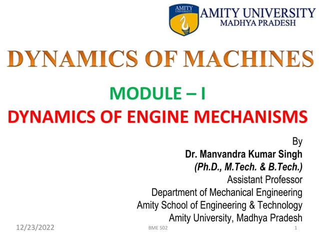 Dynamics of Machines_Module I.pptx