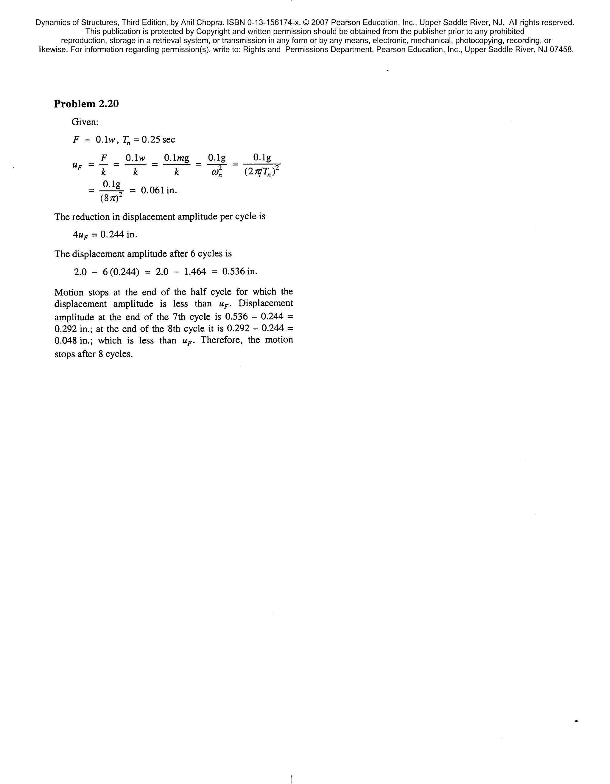 Dynamics of Structures - A K Chopra - Solutions Manual.pdf