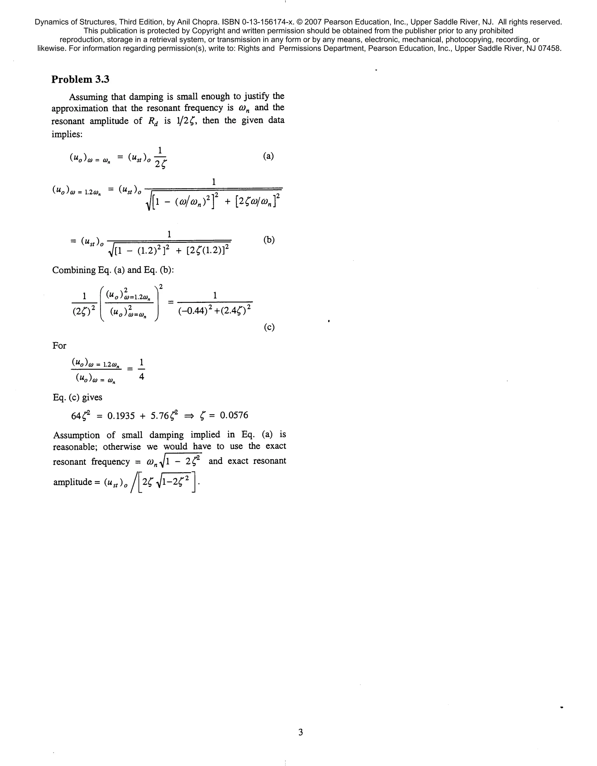 Dynamics of Structures - A K Chopra - Solutions Manual.pdf