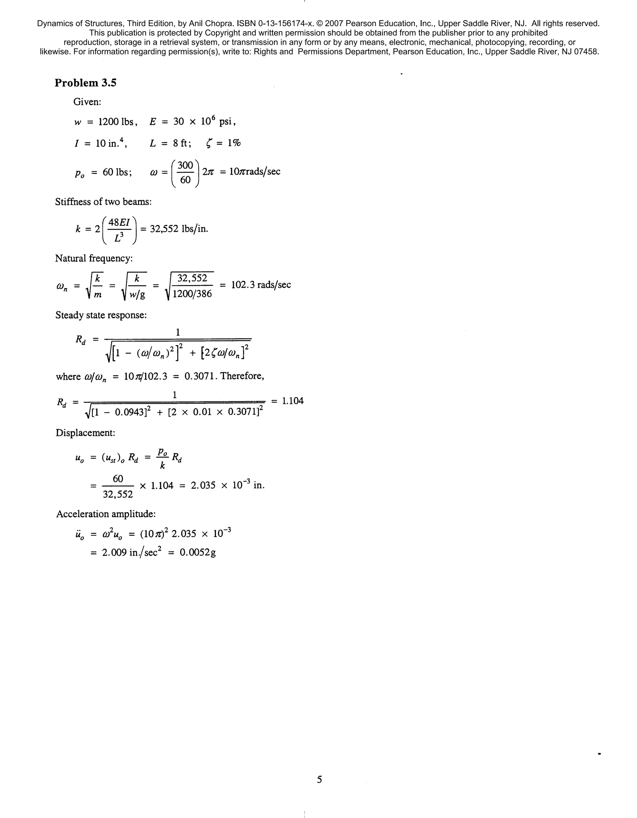 Dynamics of Structures - A K Chopra - Solutions Manual.pdf
