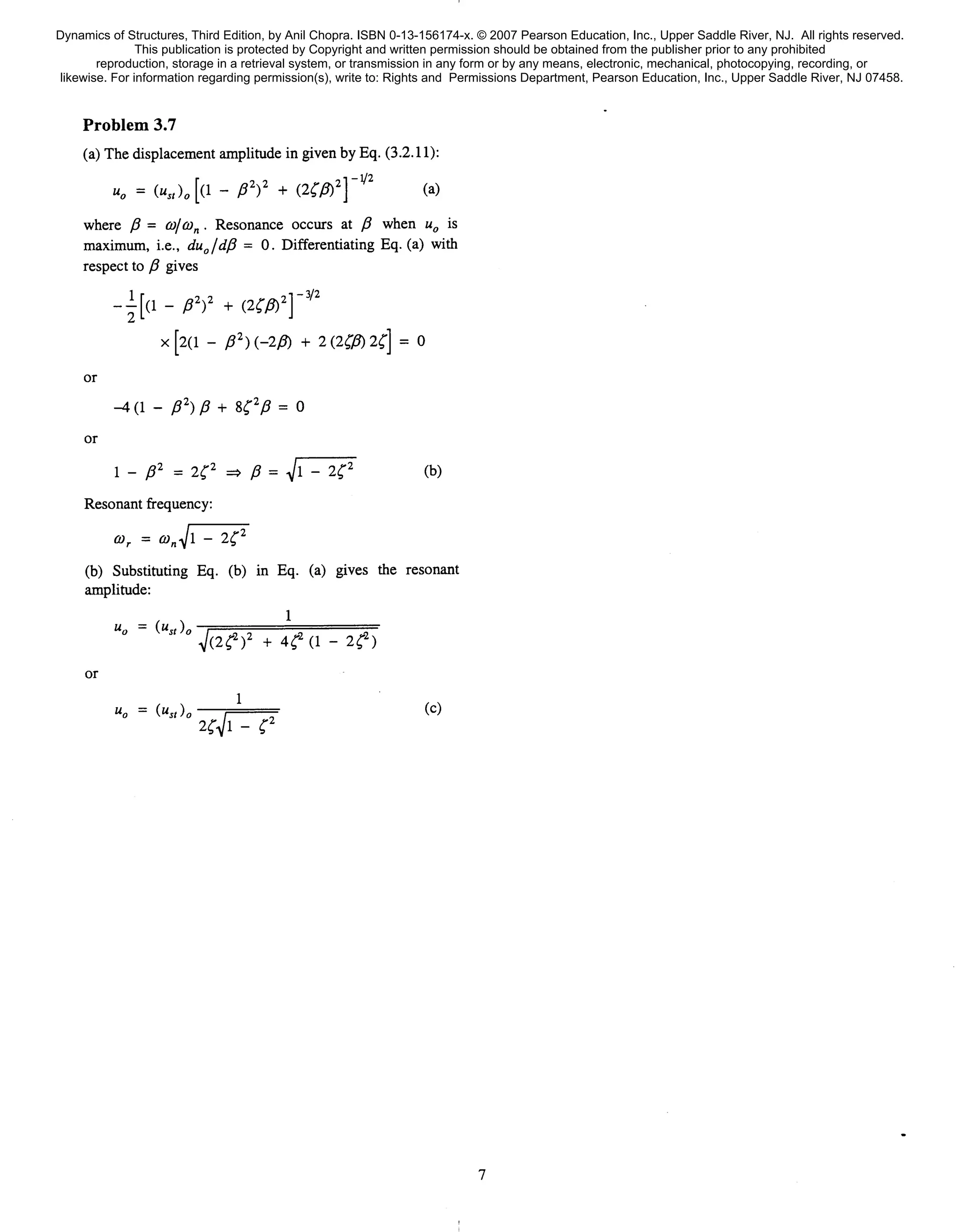 Dynamics of Structures - A K Chopra - Solutions Manual.pdf