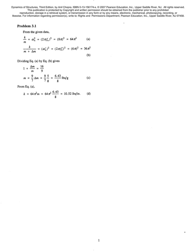 Dynamics of Structures - A K Chopra - Solutions Manual.pdf