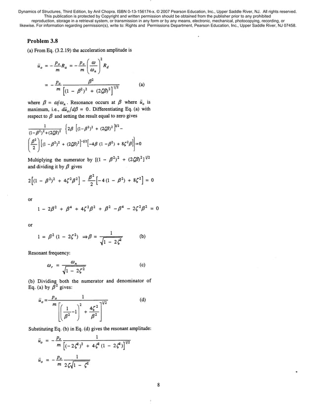 Dynamics of Structures - A K Chopra - Solutions Manual.pdf