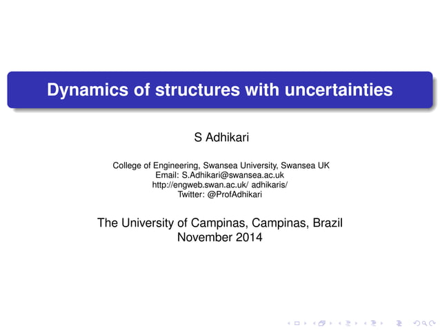 Dynamics of structures with uncertainties | PDF | Physics | Science