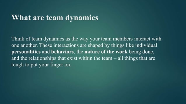 Dynamics of teamwork | PPTX | Science