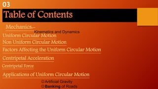 Dynamics of uniform circular motion | PPTX