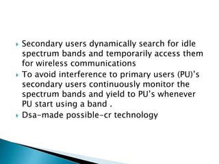 Dynamic spectrum access | PPTX