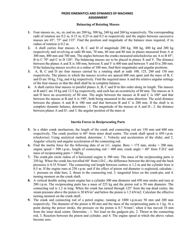 Dynamics questions | DOC | Physics | Science