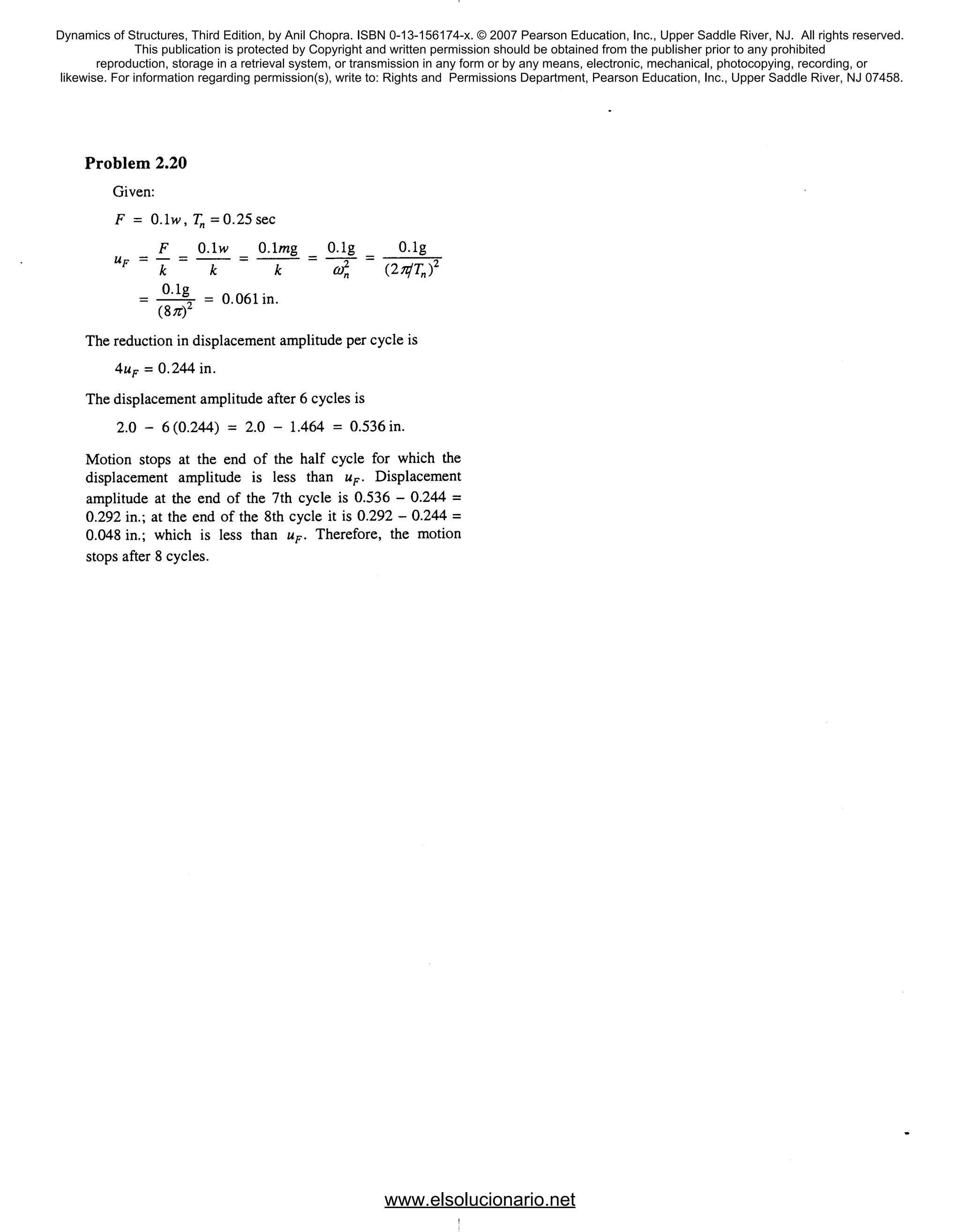 Dynamics Structures - Chopra - 3ed solutions.pdf Dynamics Structures - Chopra - 3ed solutions.pdf