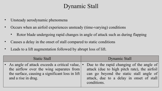 Dynamic Stall in Rotary wing Aircraft and Helicopters | PPT