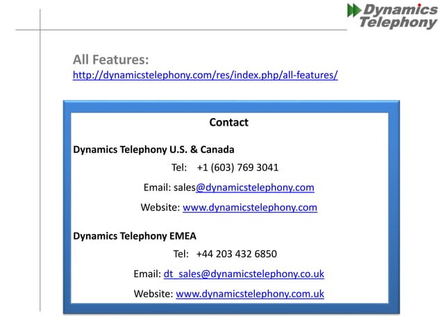 Dynamics Telephony overview | PPT
