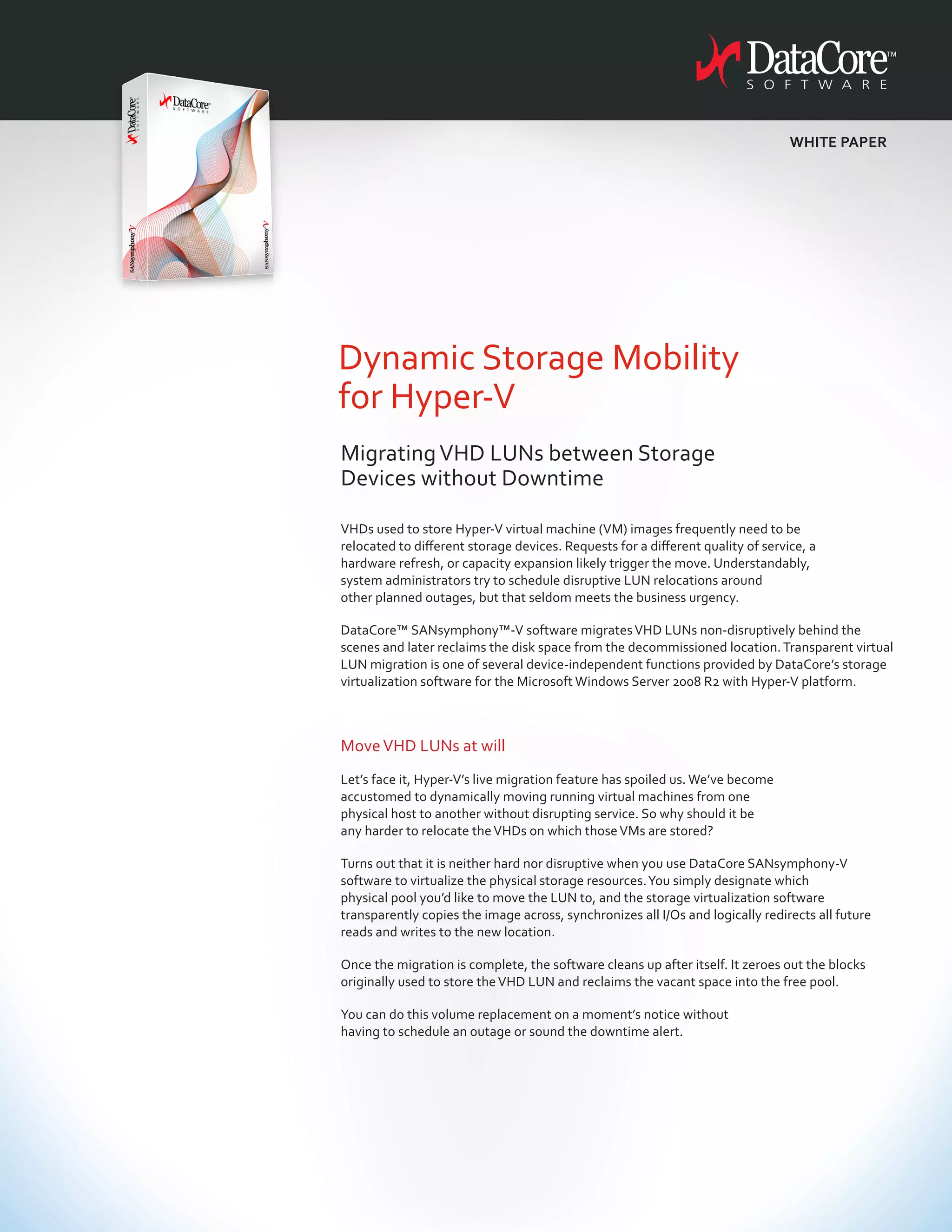 Dynamic Storage Mobility for Hyper V | PDF