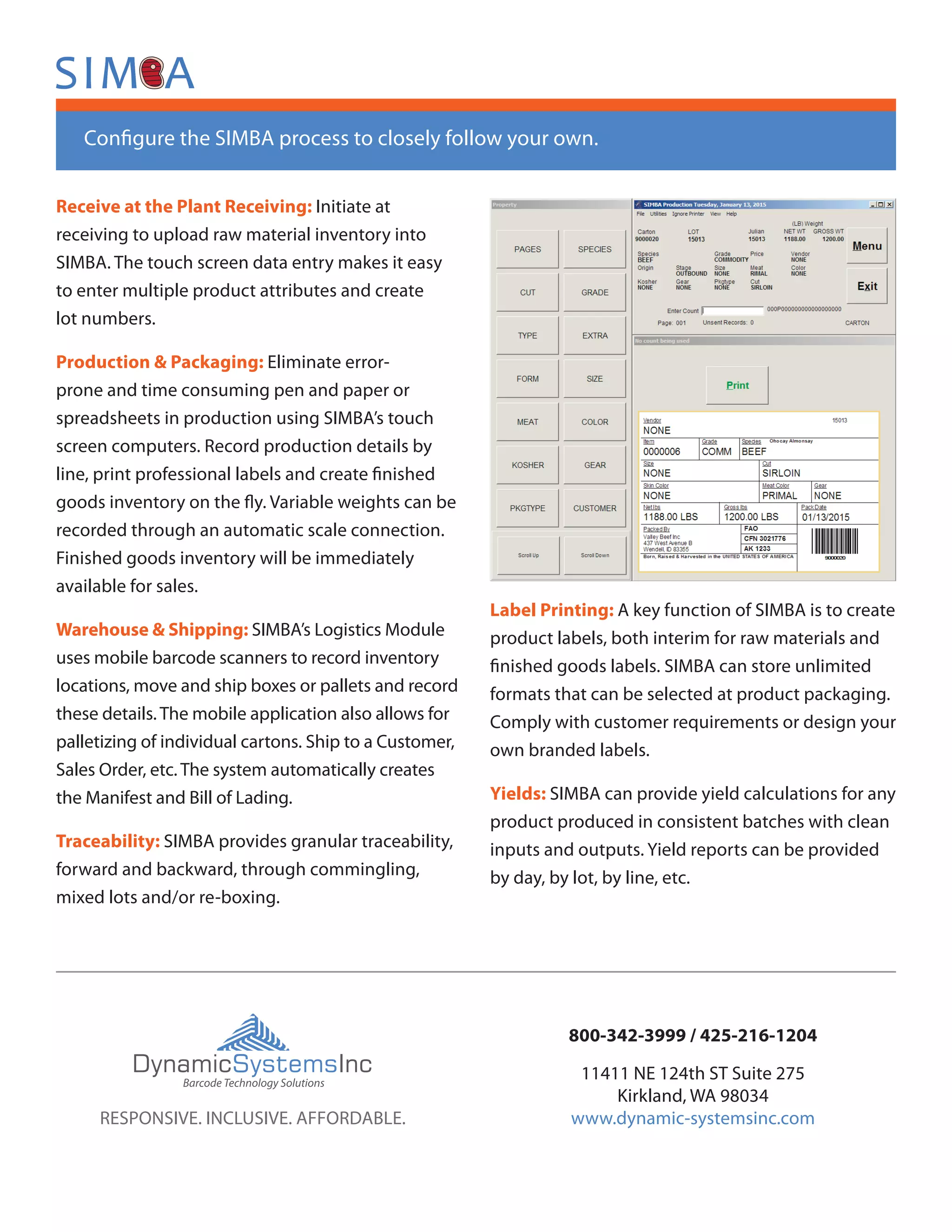 Dynamic Systems 2019 Simba-Meat Processing System | PDF