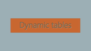 Dynamic table | PPT