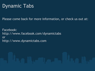 Dynamic tabs | PPT | Browsers | Computer Software and Applications