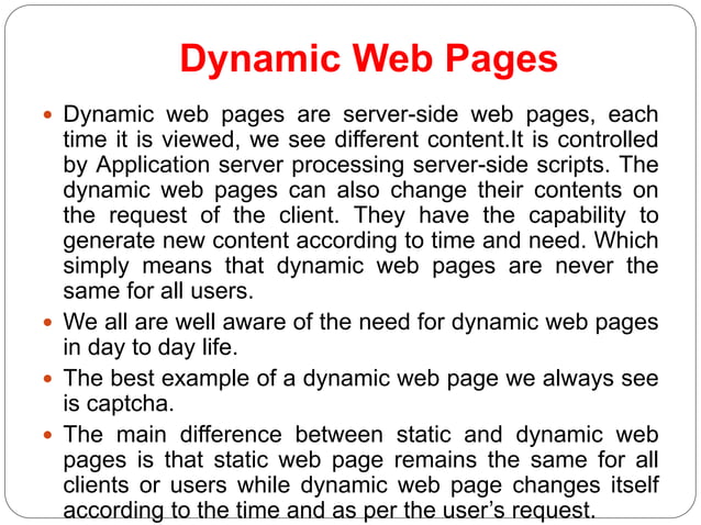 Dynamic web pages in java | PPT