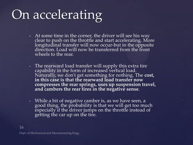 Dynamic weight transfer in vehicle | PPTX