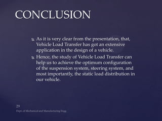 Dynamic weight transfer in vehicle | PPTX