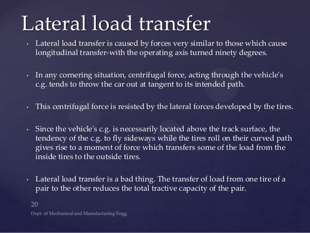 Dynamic weight transfer in vehicle