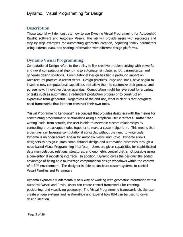 Dynamo visual programming for design | PDF